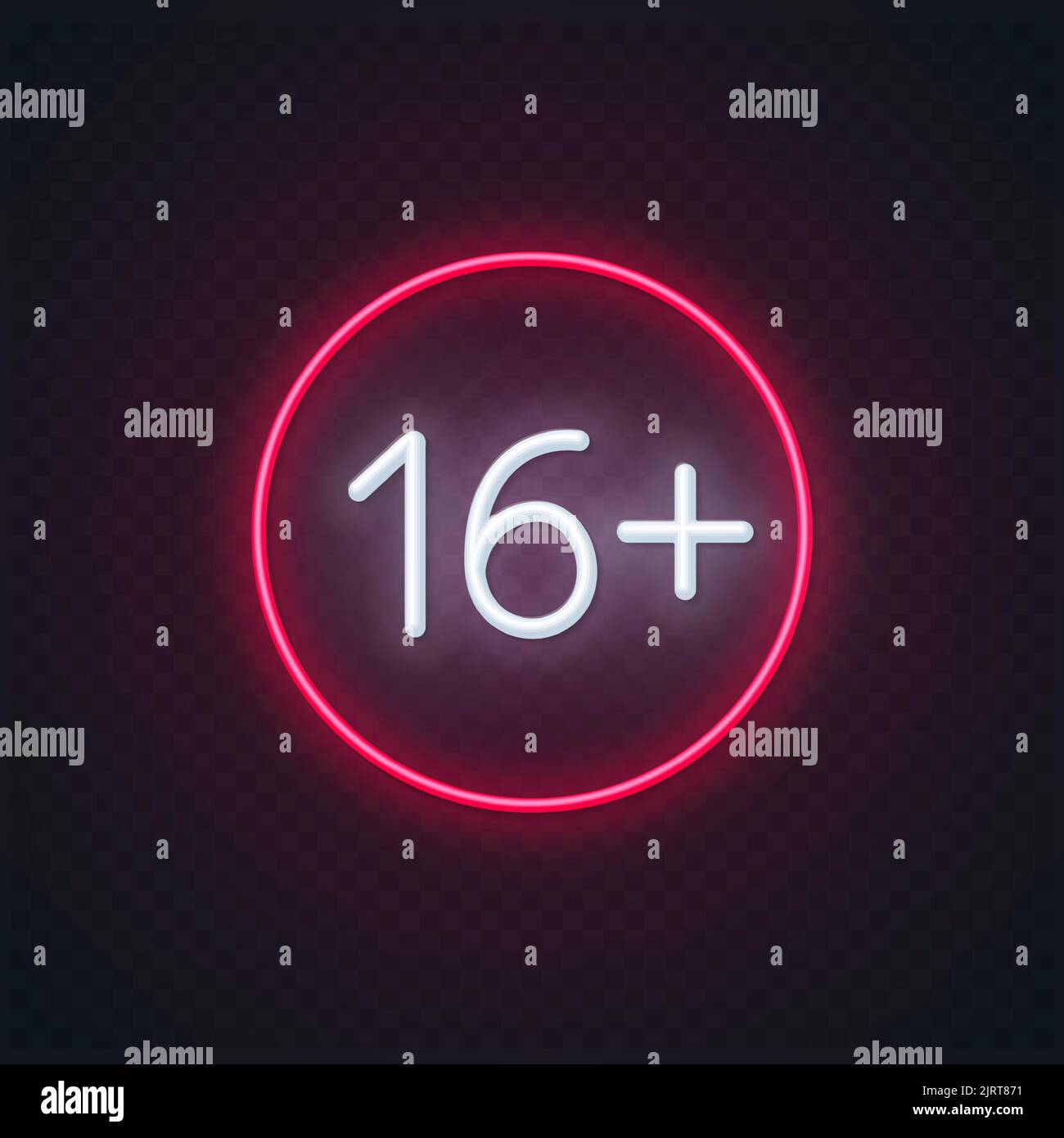 Neon sign of age limit 16 plus on a transparent background Stock Vector ...