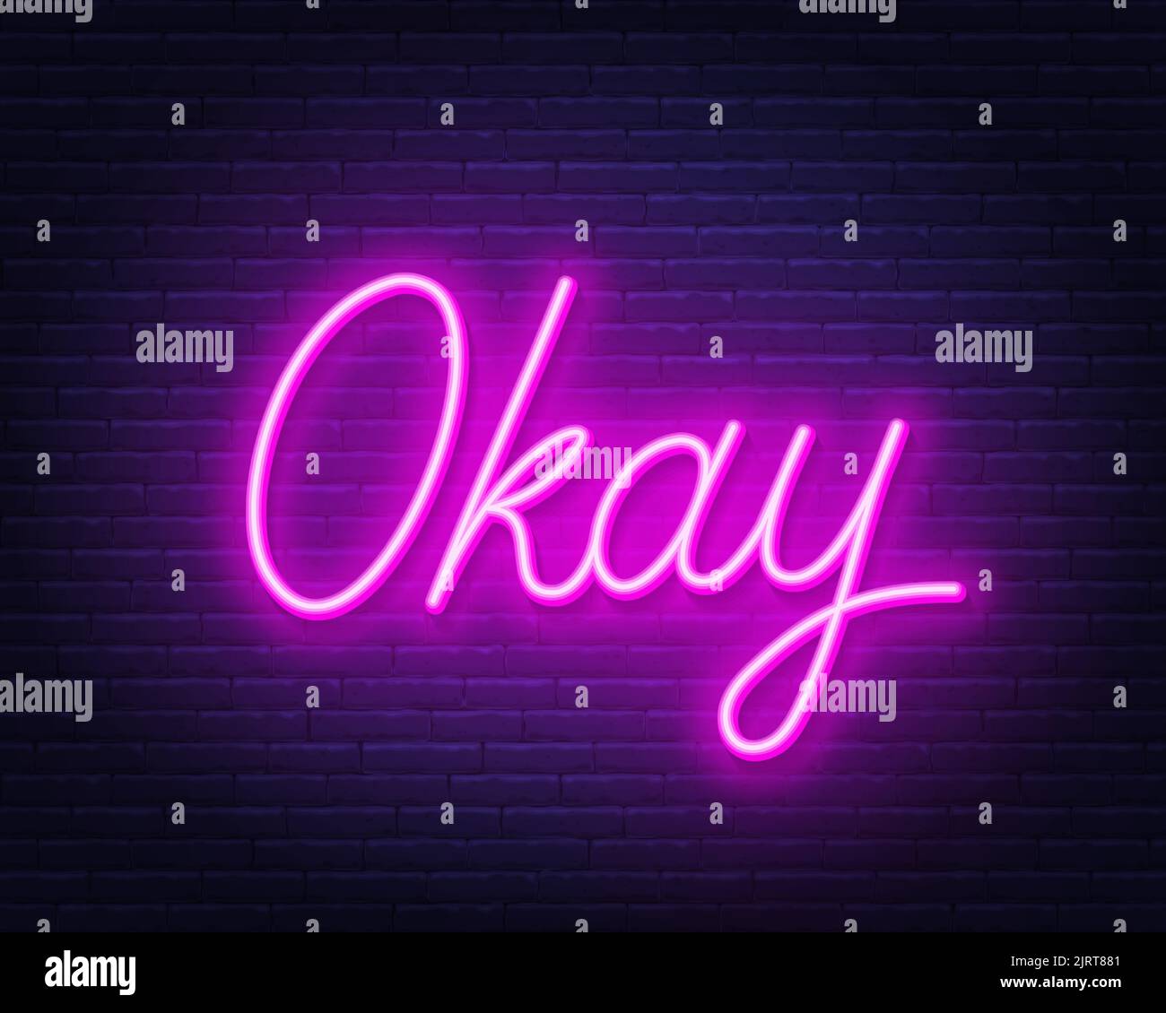 Okay neon sign on brick wall background Stock Vector Image & Art - Alamy