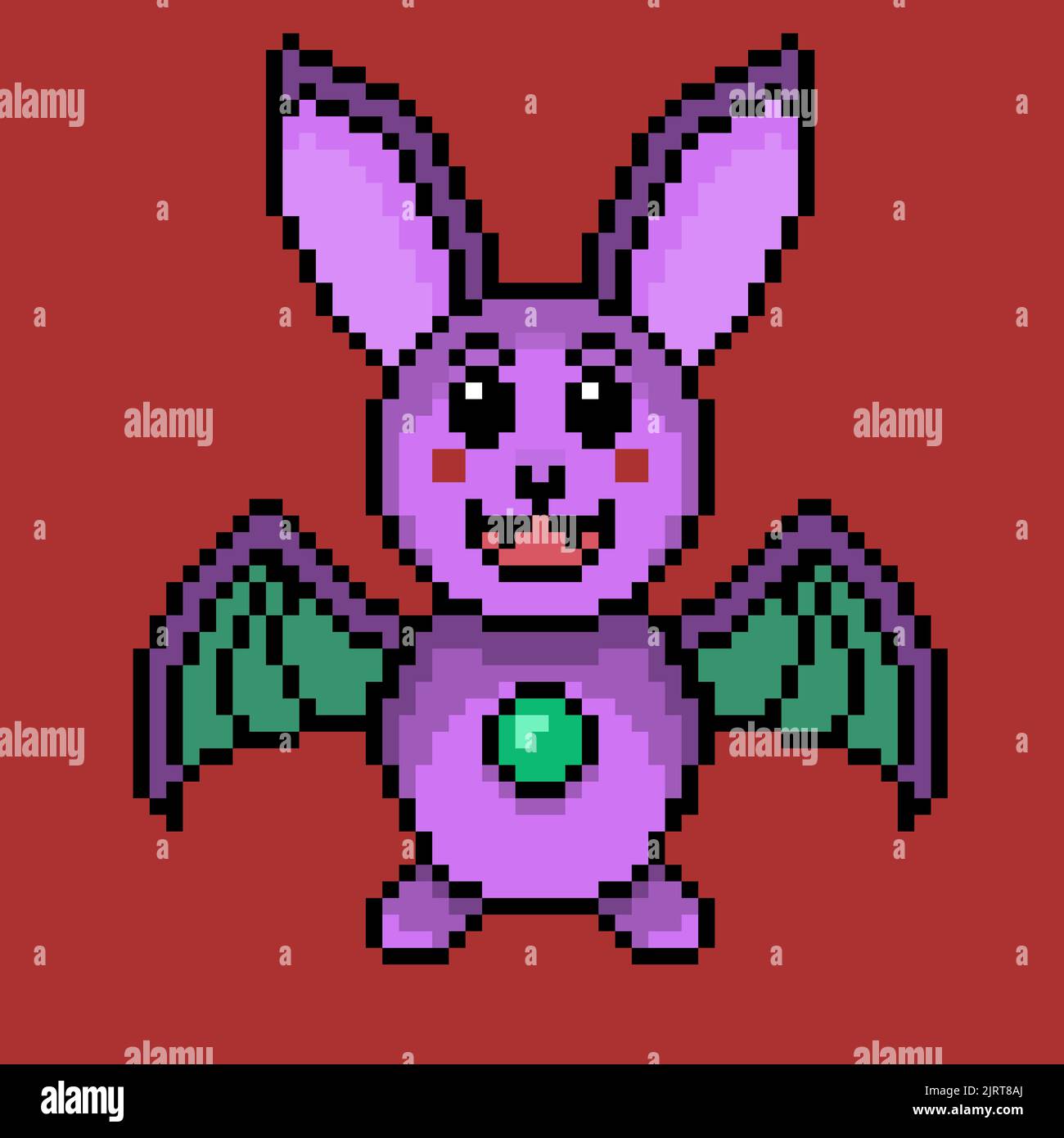 An pixel art of a pink flying bat Stock Photo - Alamy