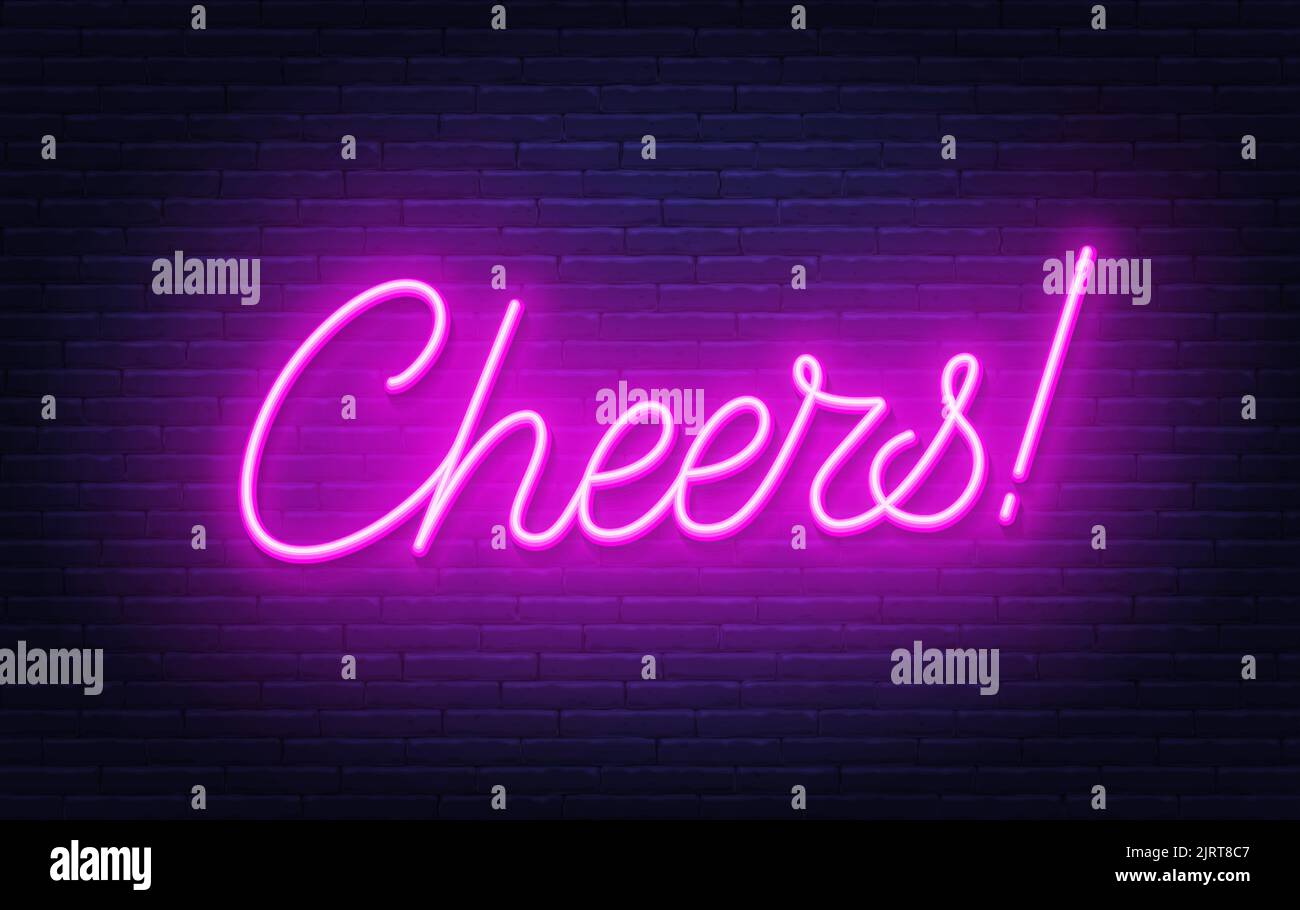 Cheers neon sign on brick wall background Stock Vector Image & Art - Alamy