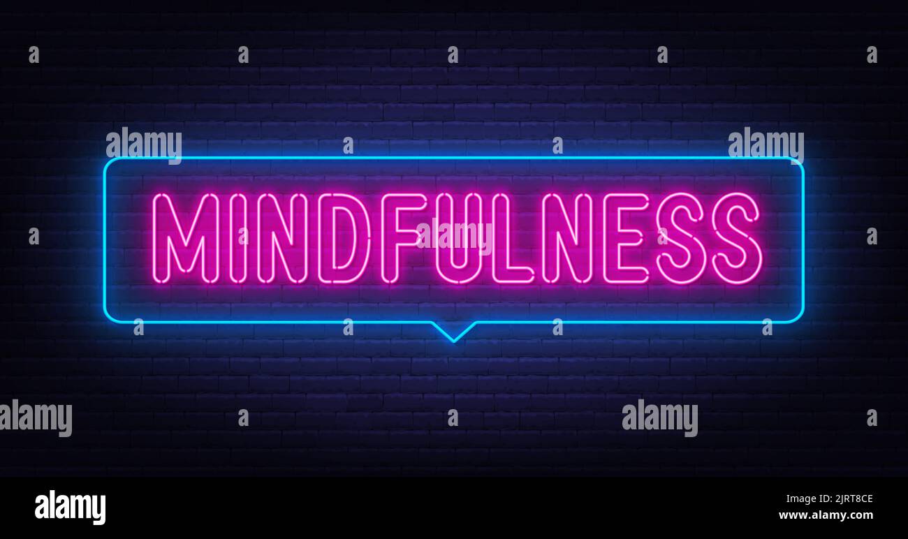 Neon lettering mindfulness on brick wall background Stock Vector Image ...