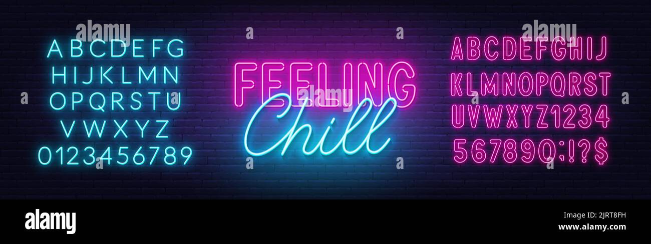 Feeling Chill neon quote on a brick wall Stock Vector Image & Art - Alamy