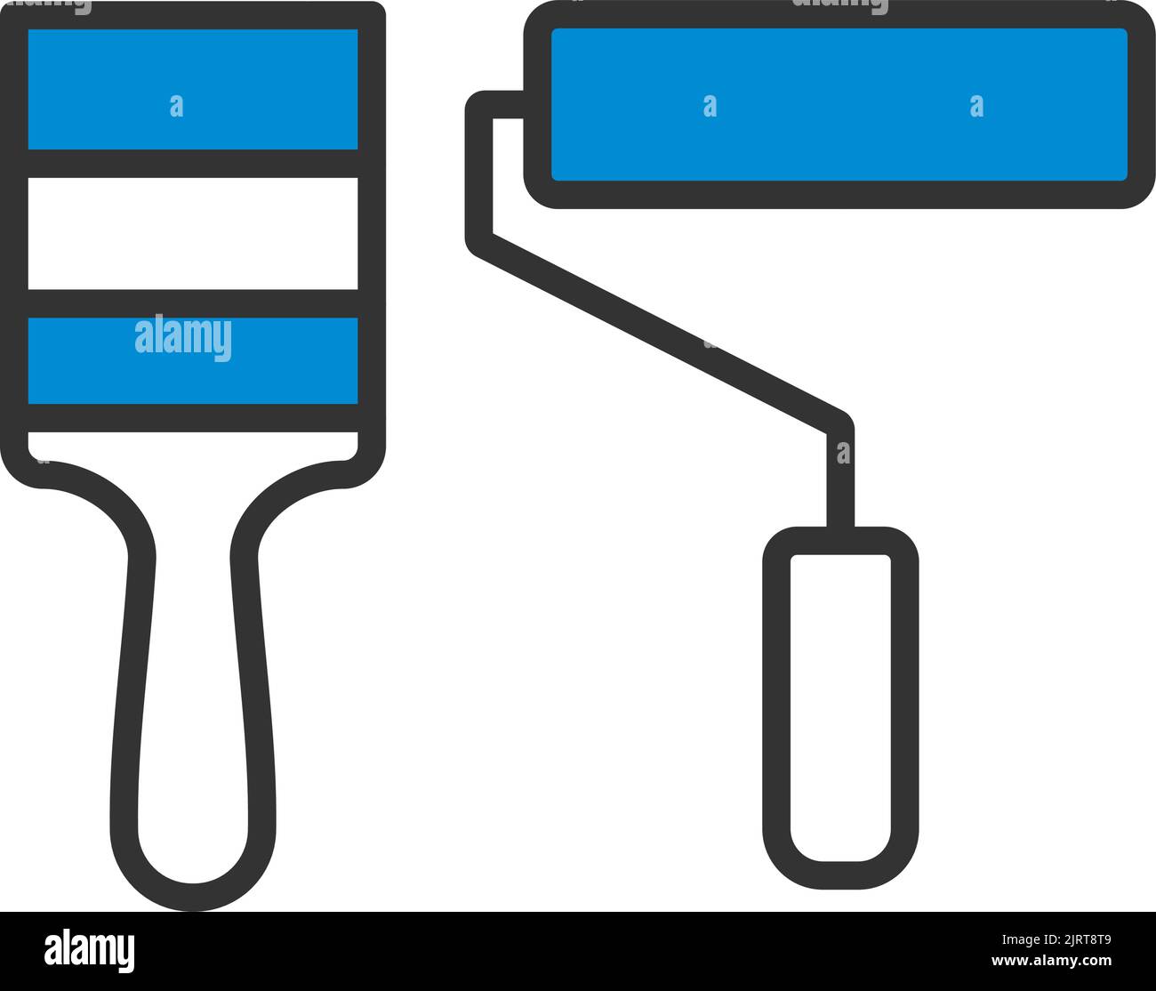 Icon Of Construction Paint Brushes. Editable Bold Outline With Color ...