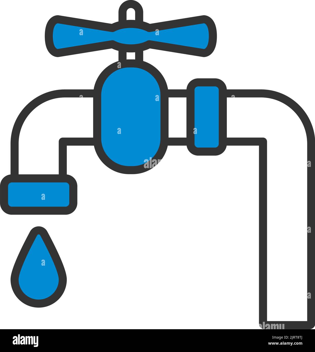 Flat Design Pipe With Valve Icon. Editable Bold Outline With Color Fill ...