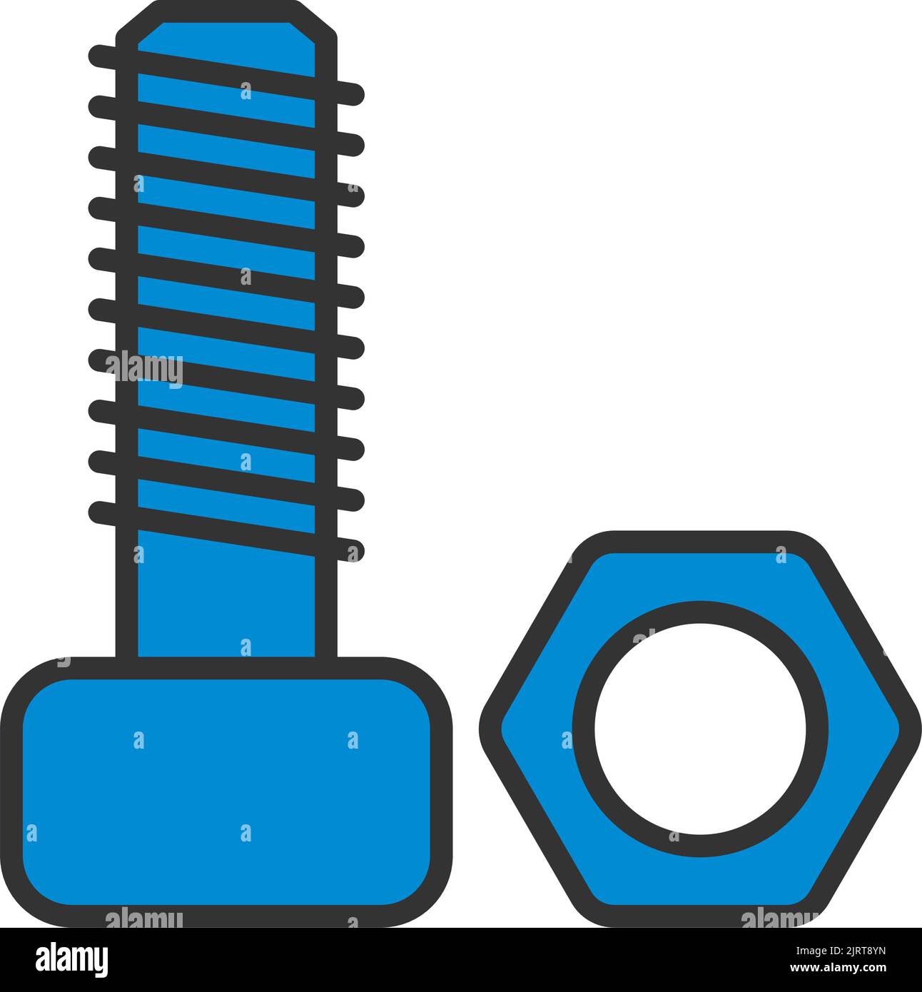 Icon Of Bolt And Nut. Editable Bold Outline With Color Fill Design ...