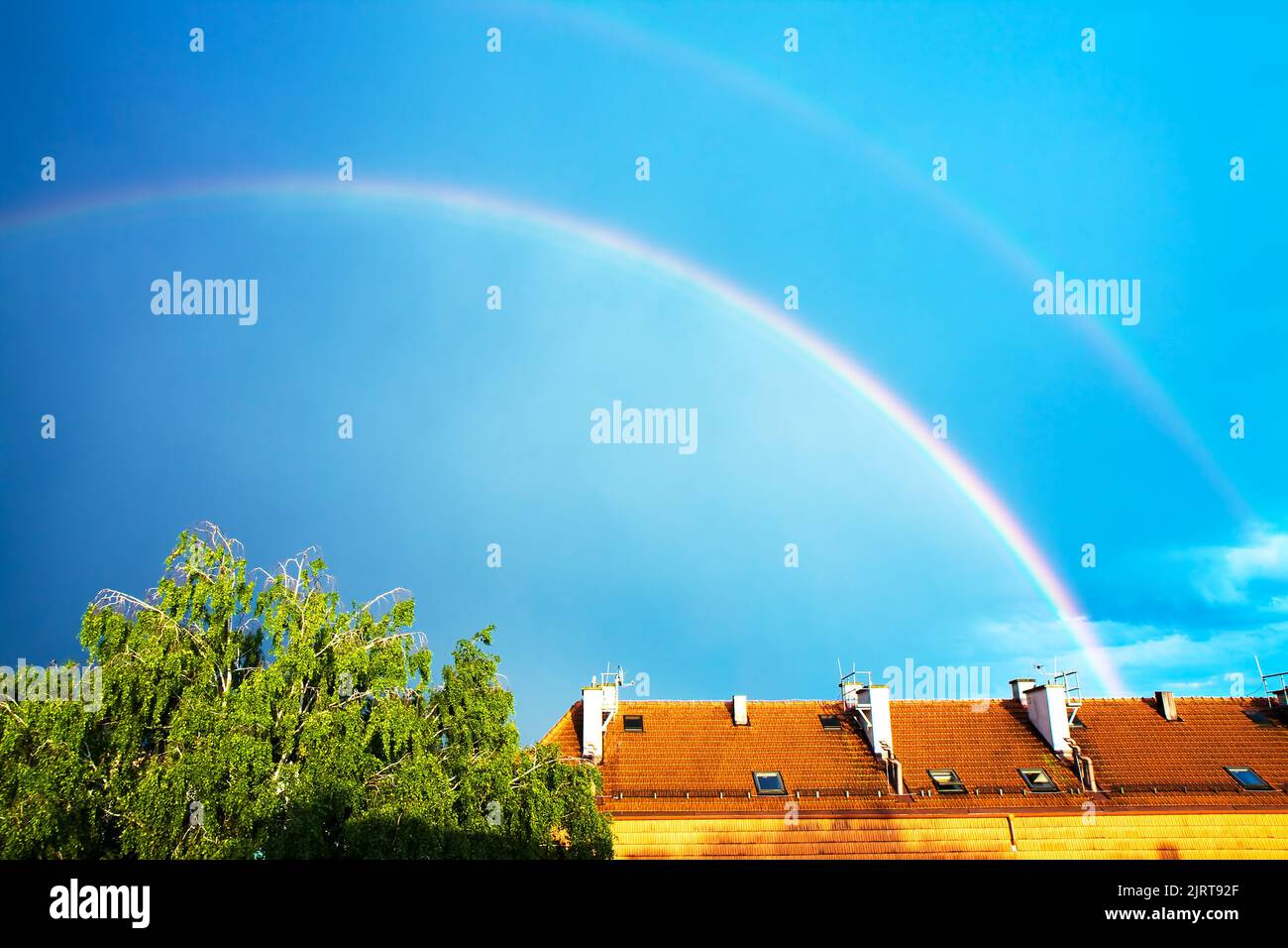 Double rainbow over the rooftop in Brno (Slatina - Vlnita, Vyskovska ...