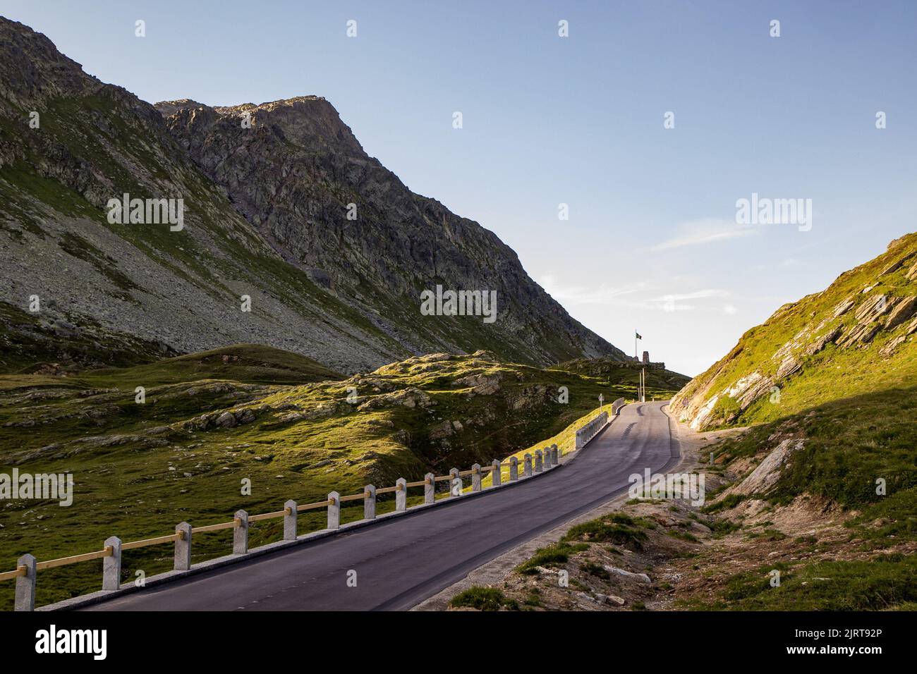 The beautiful sunrise in Splugen Pass (Italy and Switzerland border ...