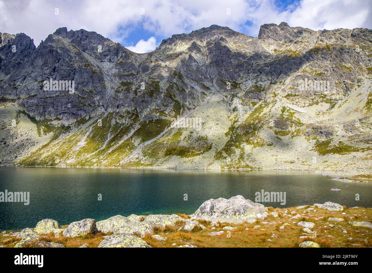 Beautiful panoramic view of Velke Hincovo Pleso, (High Tatras ...