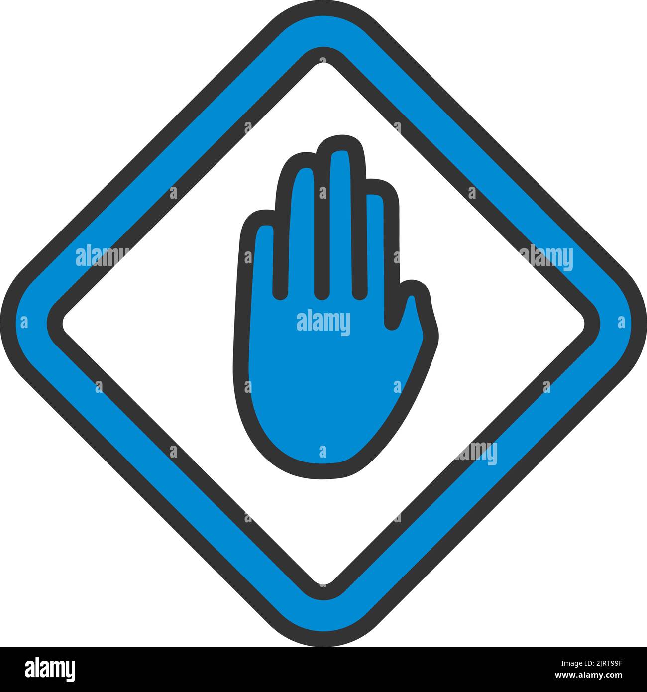 Icon Of Warning Hand. Editable Bold Outline With Color Fill Design ...