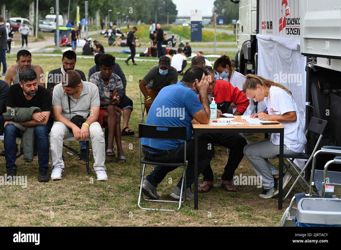 Ter Apel, Netherlands. 26th Aug, 2022. Employees of the organization ...
