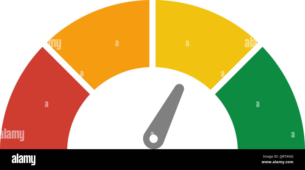 Vector speedometer meter with arrow for dashboard with green, yellow ...