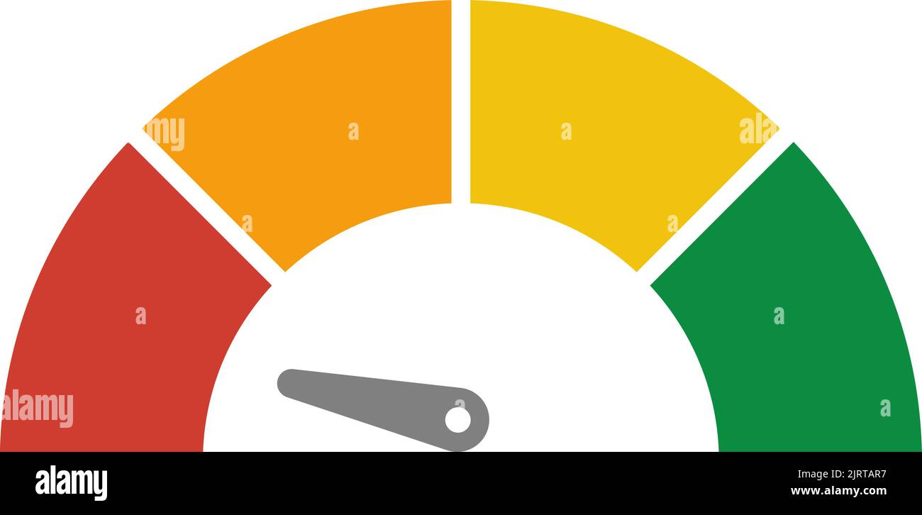 Vector meter with arrow for dashboard with green, yellow, red ...