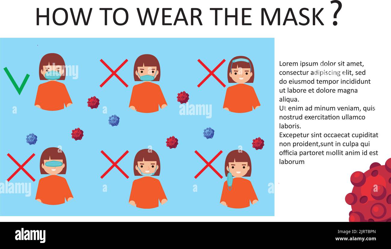 How to wear a medical mask correctly. Examples of use on woman's face ...