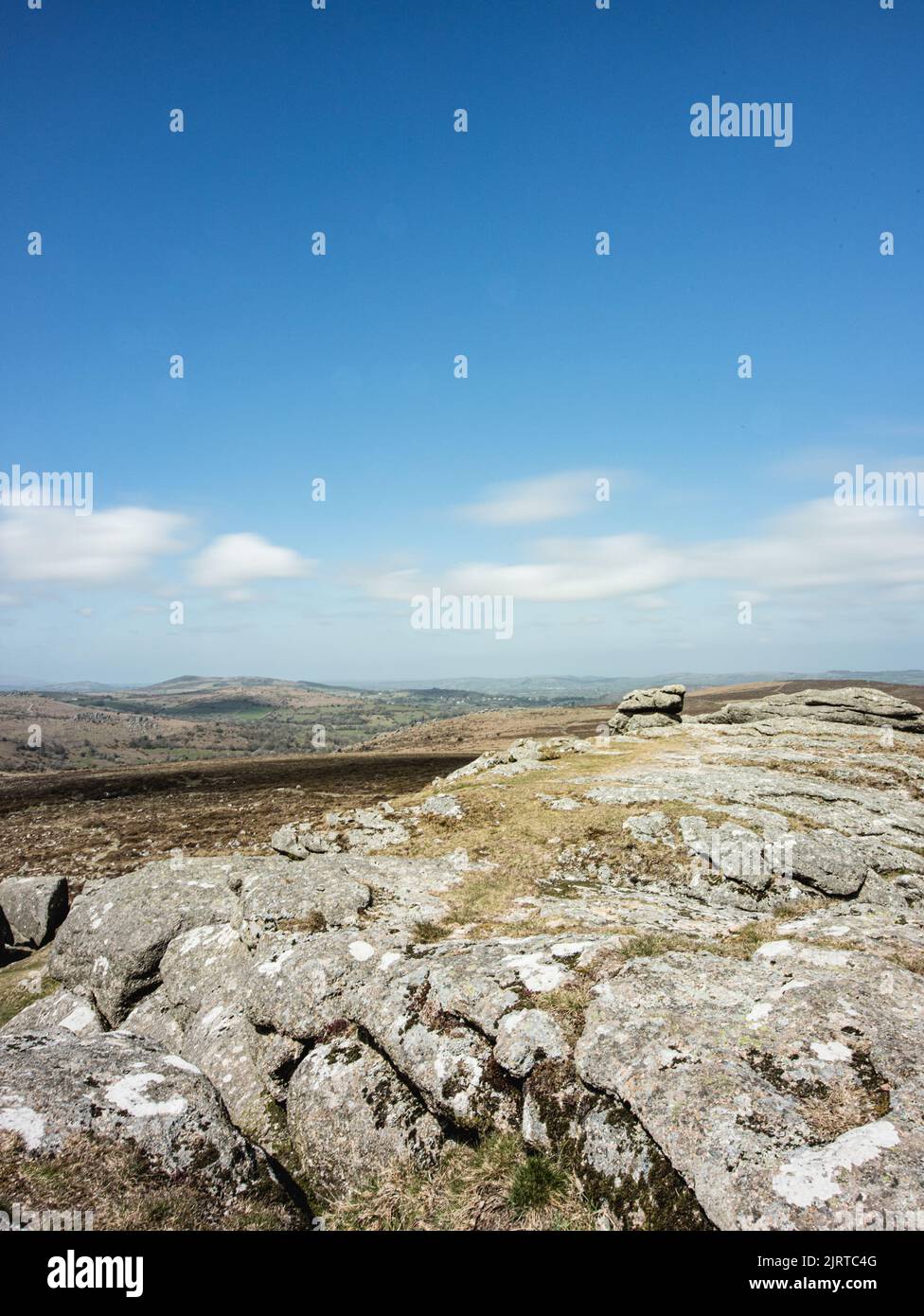 The impressive Haytor Tor on Dartmoor, Devon on a late spring day Stock ...