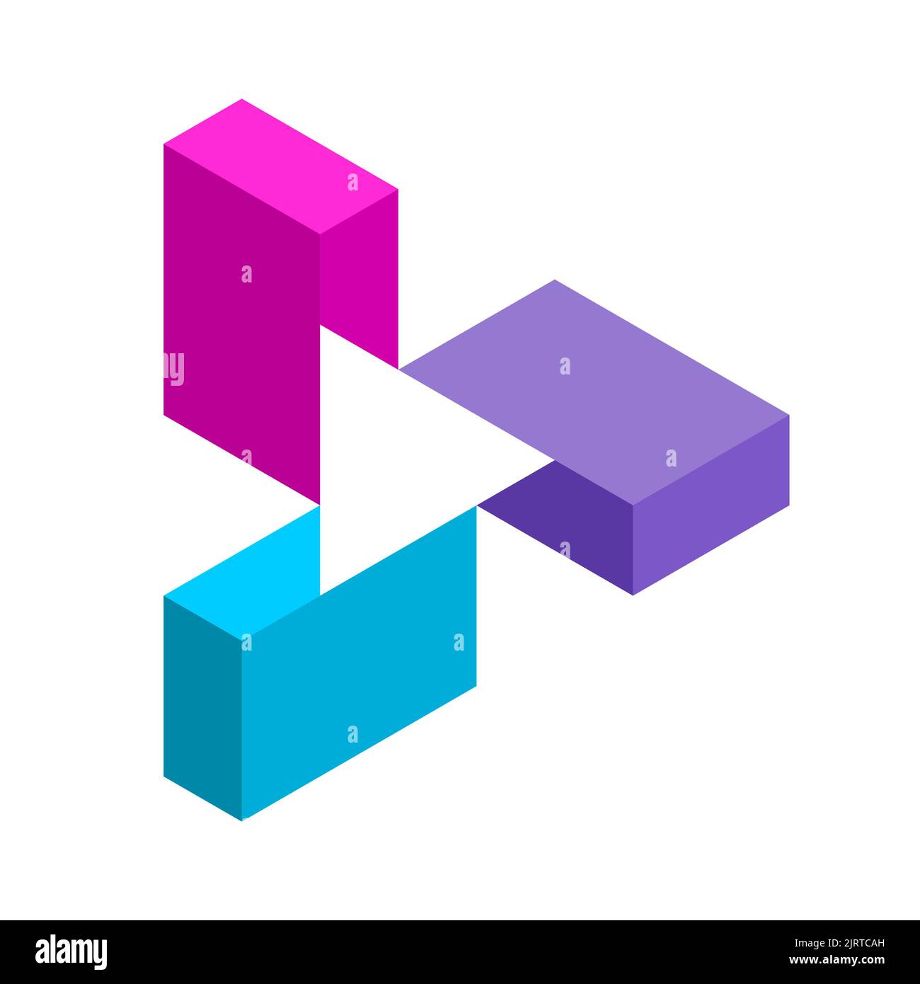 Colorful play button. Stylized geometric play symbol. 3D rectangles ...