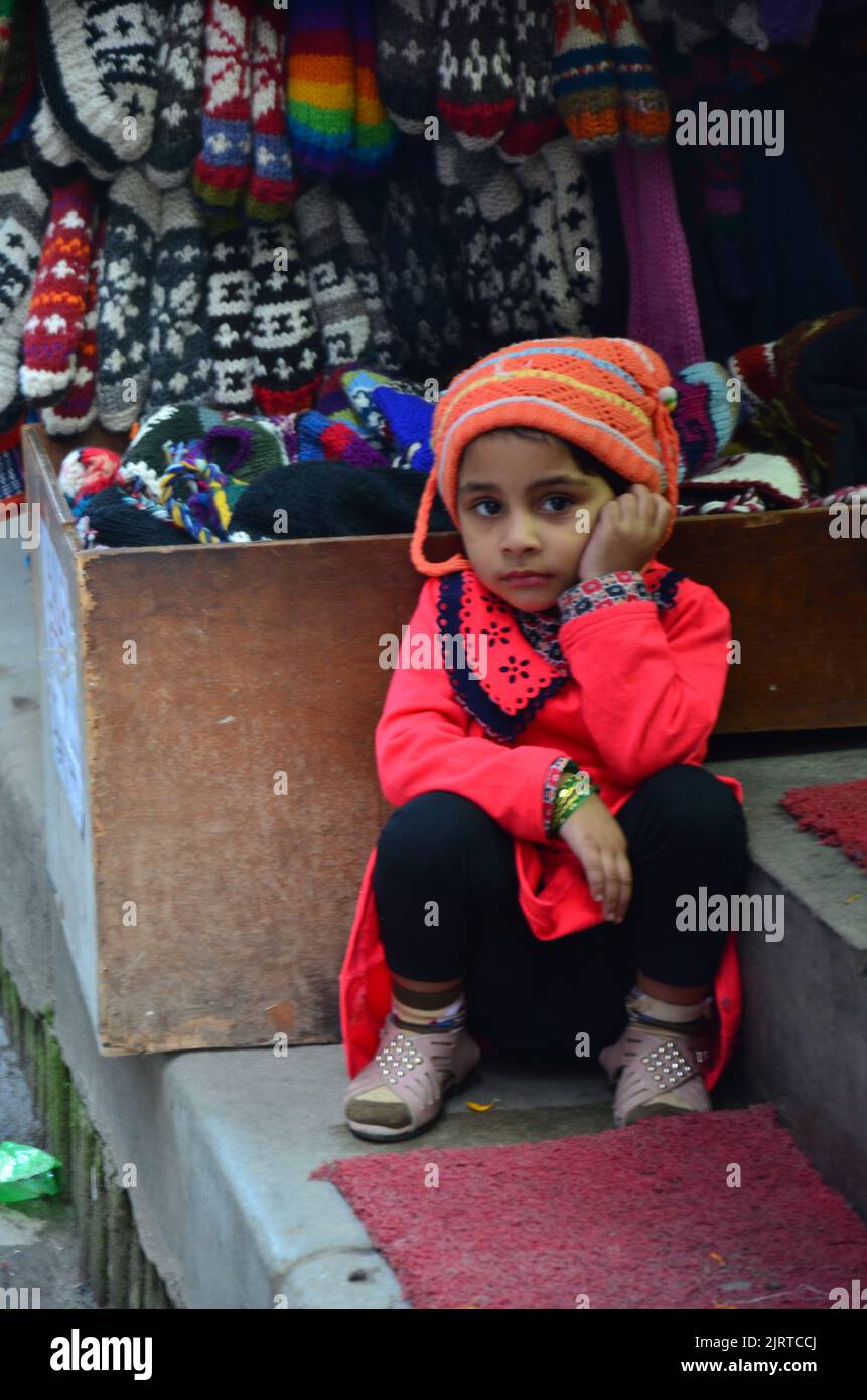 Children nepalese girl people sitting alone wait friends go to playing ...