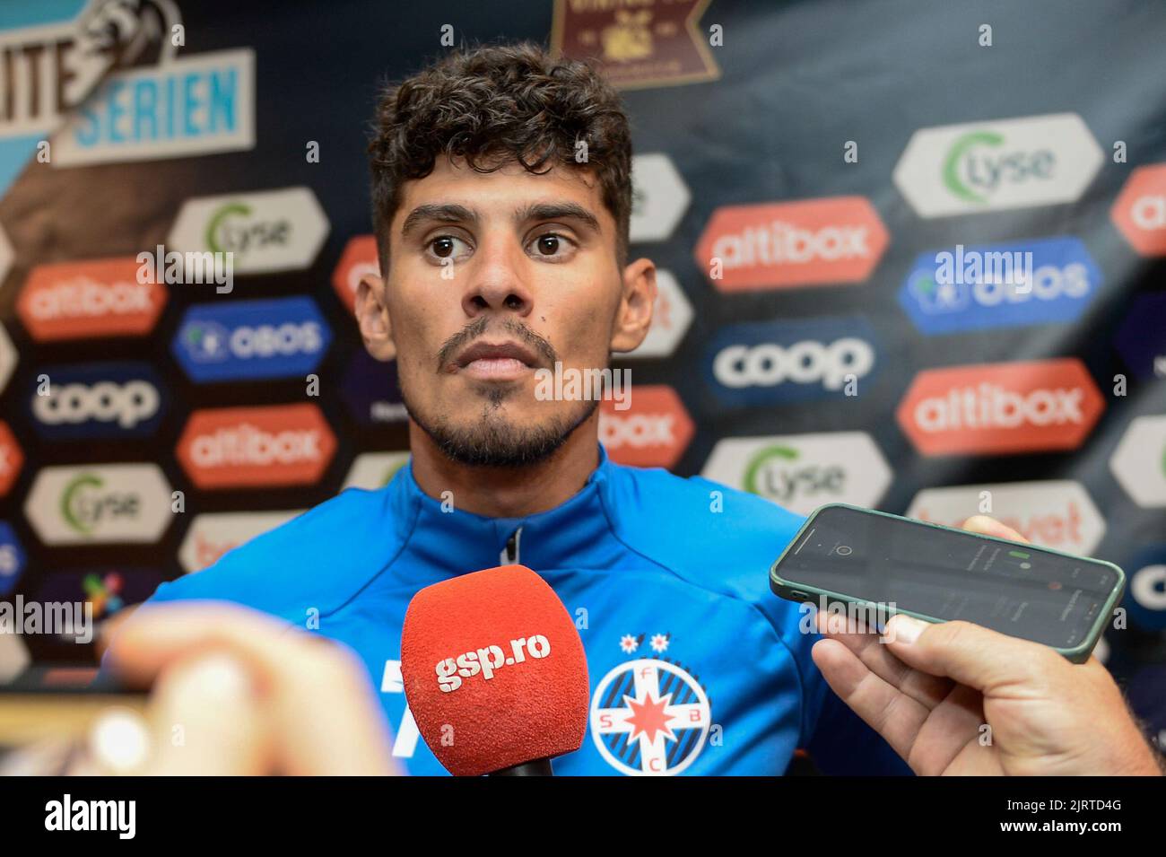 Stavanger 20220825.FCSB's Florinel Coman in the interview zone after ...