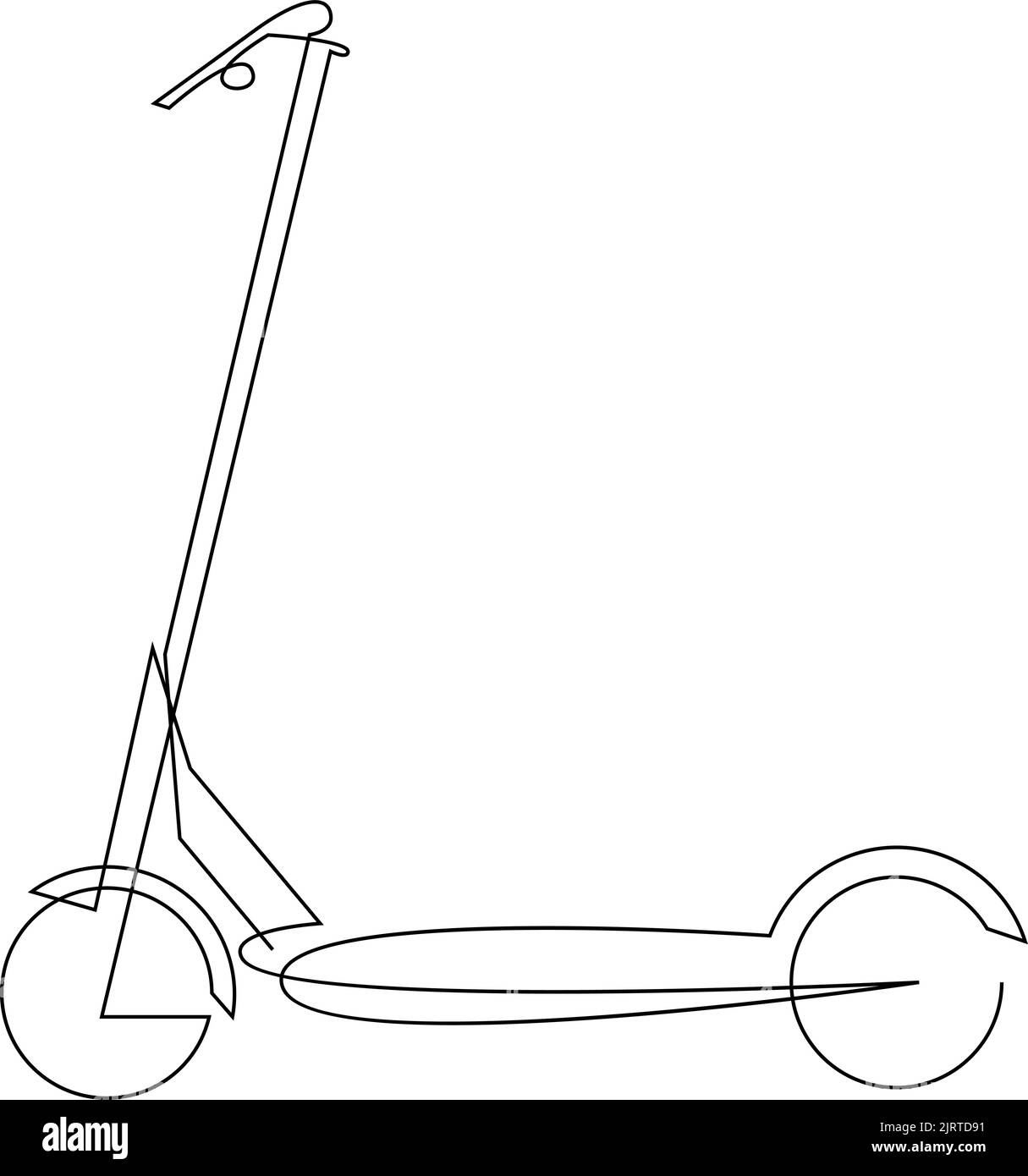 Continuous line drawing of scooter. Stand-up scooter for short distance ...