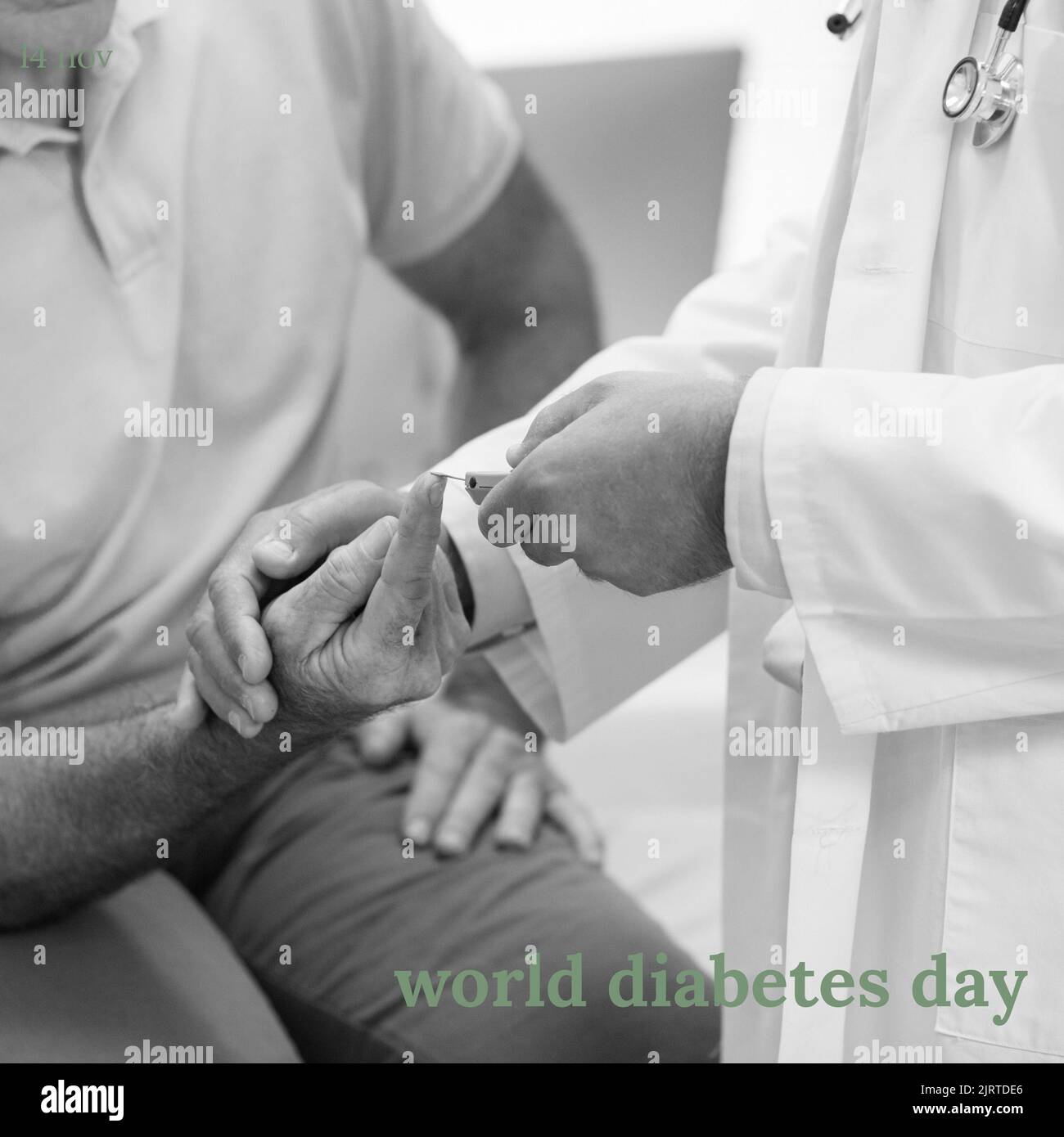 Composite of world diabetes day text over midsection of male doctor ...