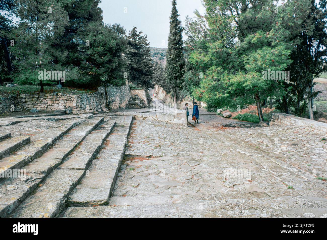 North Road and a staircase in Knossos Palace near Heraklion in Crete ...