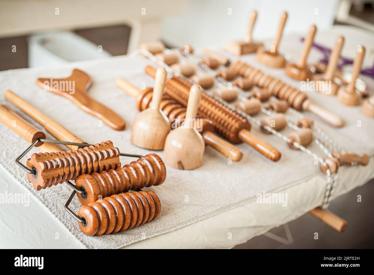 Wood massage, maderotherapy, wooden rolling pin or battledore tools for ...