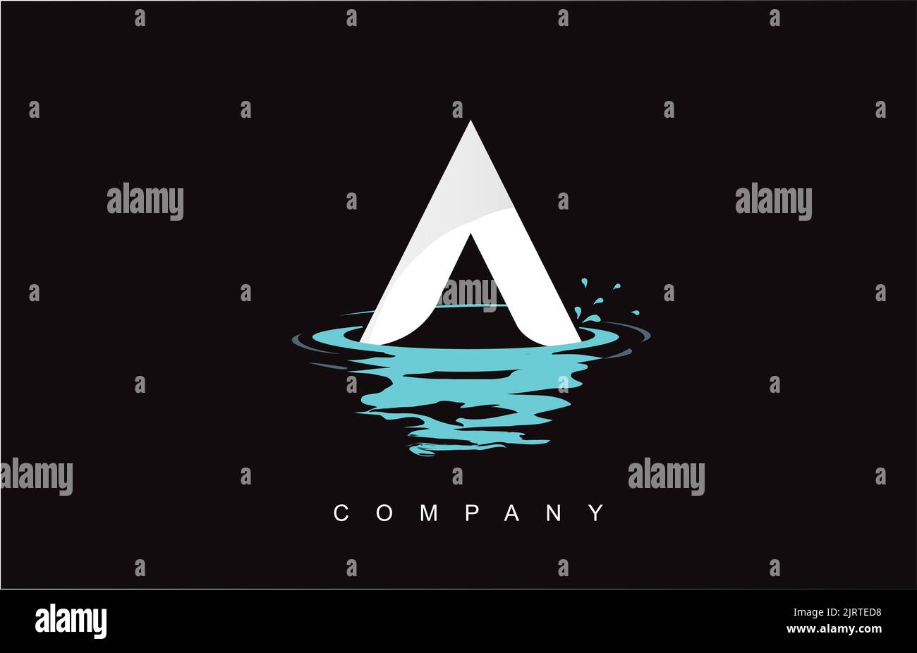 A Letter Logo Design with Water Splash Ripples Drops Reflection Vector ...