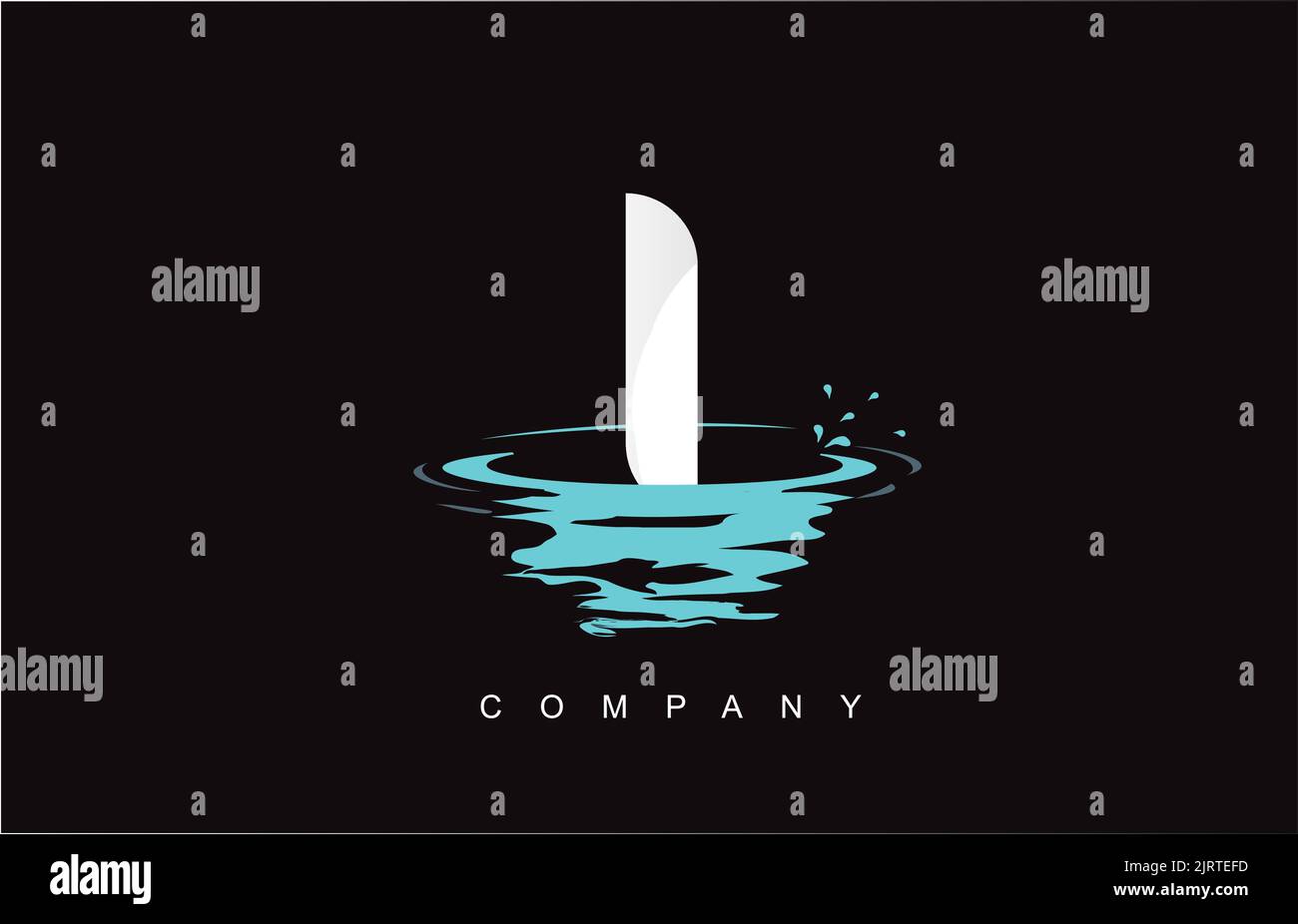 I Letter Logo Design with Water Splash Ripples Drops Reflection Vector ...
