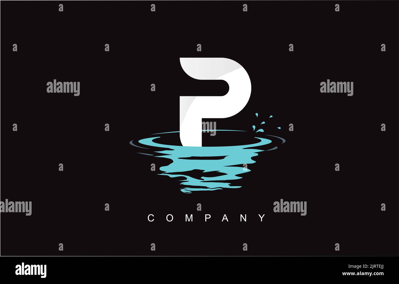P Letter Logo Design with Water Splash Ripples Drops Reflection Vector ...