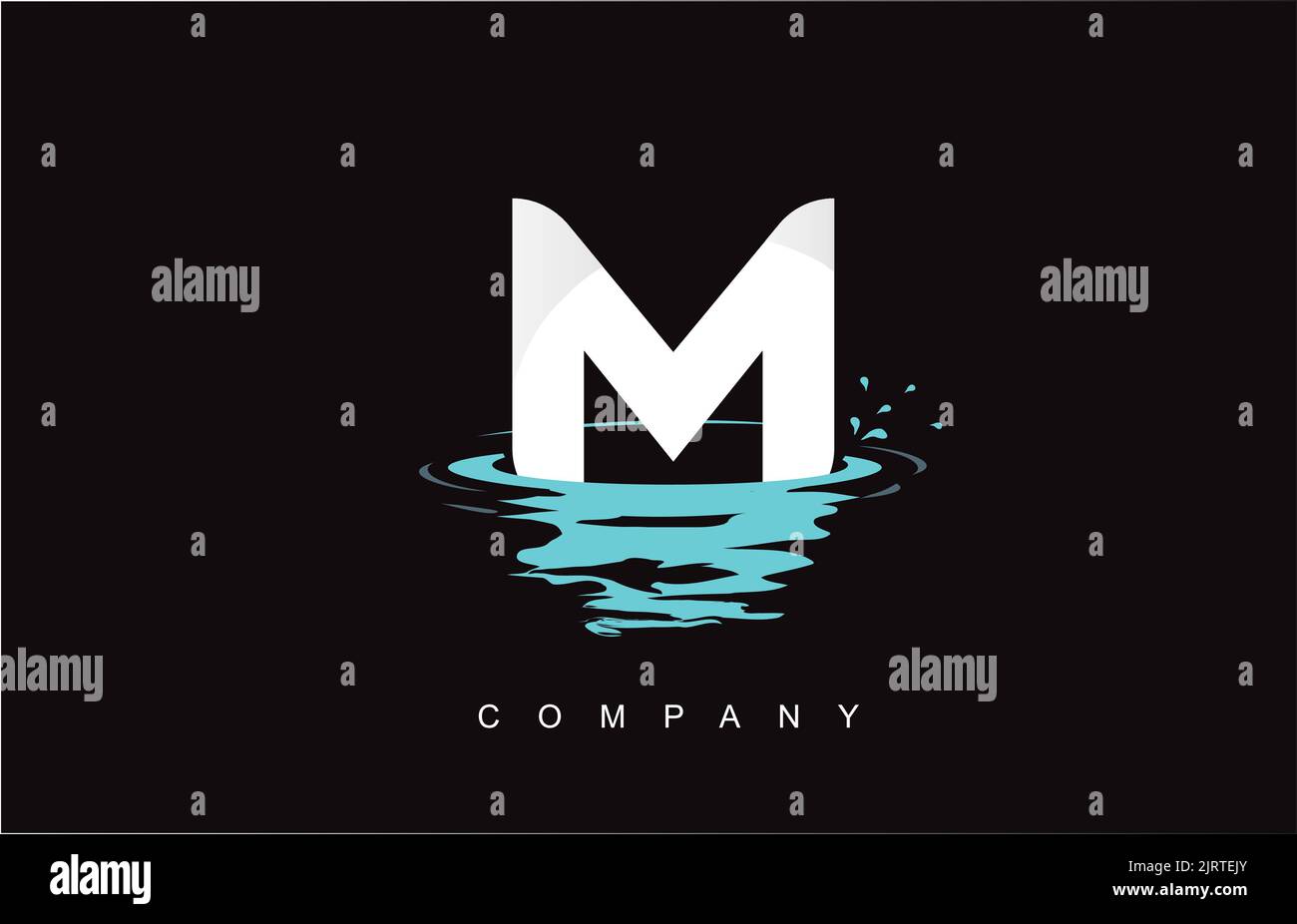 M Letter Logo Design with Water Splash Ripples Drops Reflection Vector ...