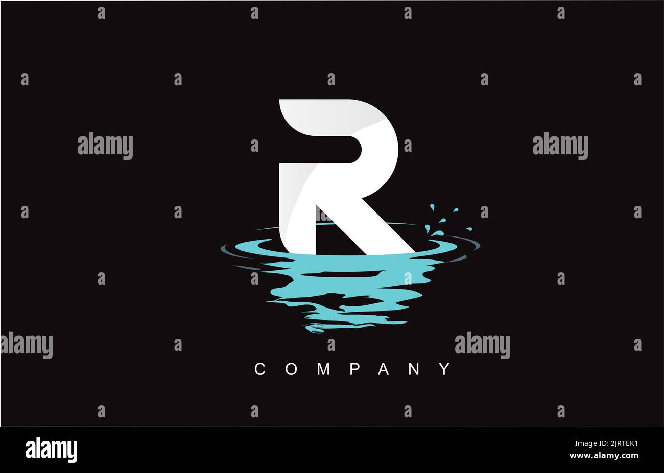R Letter Logo Design with Water Splash Ripples Drops Reflection Vector ...