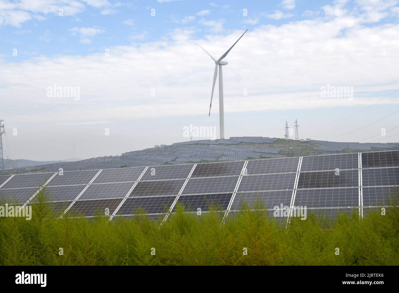 ZAOZHUANG, CHINA - AUGUST 26, 2022 - A wind-complementary power station ...