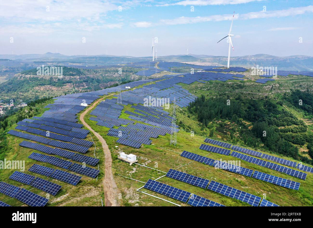 ZAOZHUANG, CHINA - AUGUST 26, 2022 - A wind-complementary power station ...