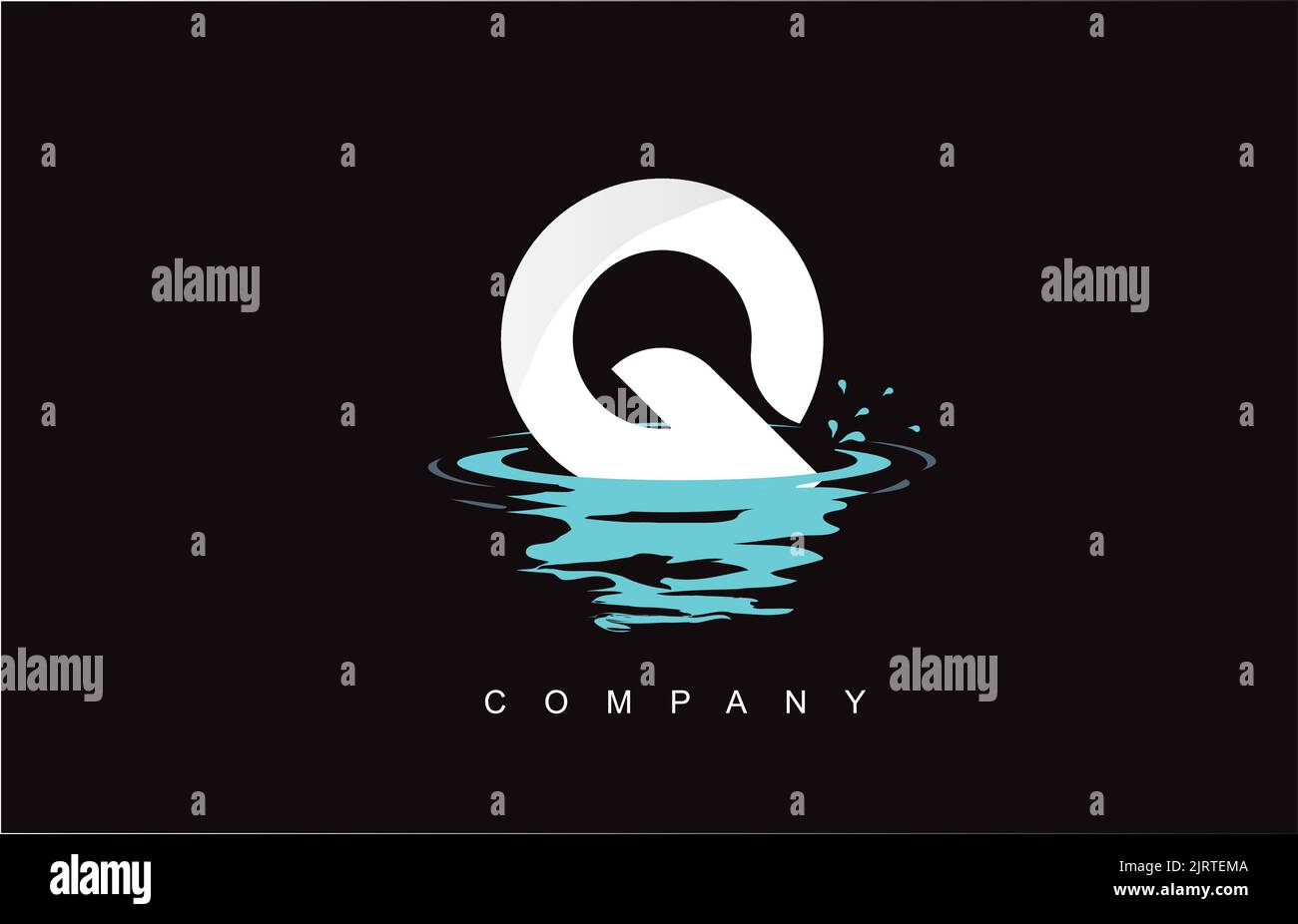 Q Letter Logo Design with Water Splash Ripples Drops Reflection Vector ...