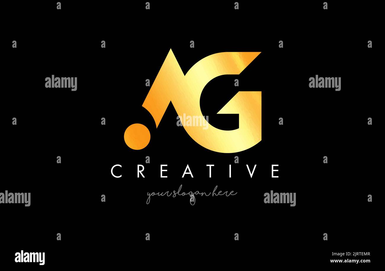 Golden Gold AG Letter Logo Design with Creative Modern Trendy ...