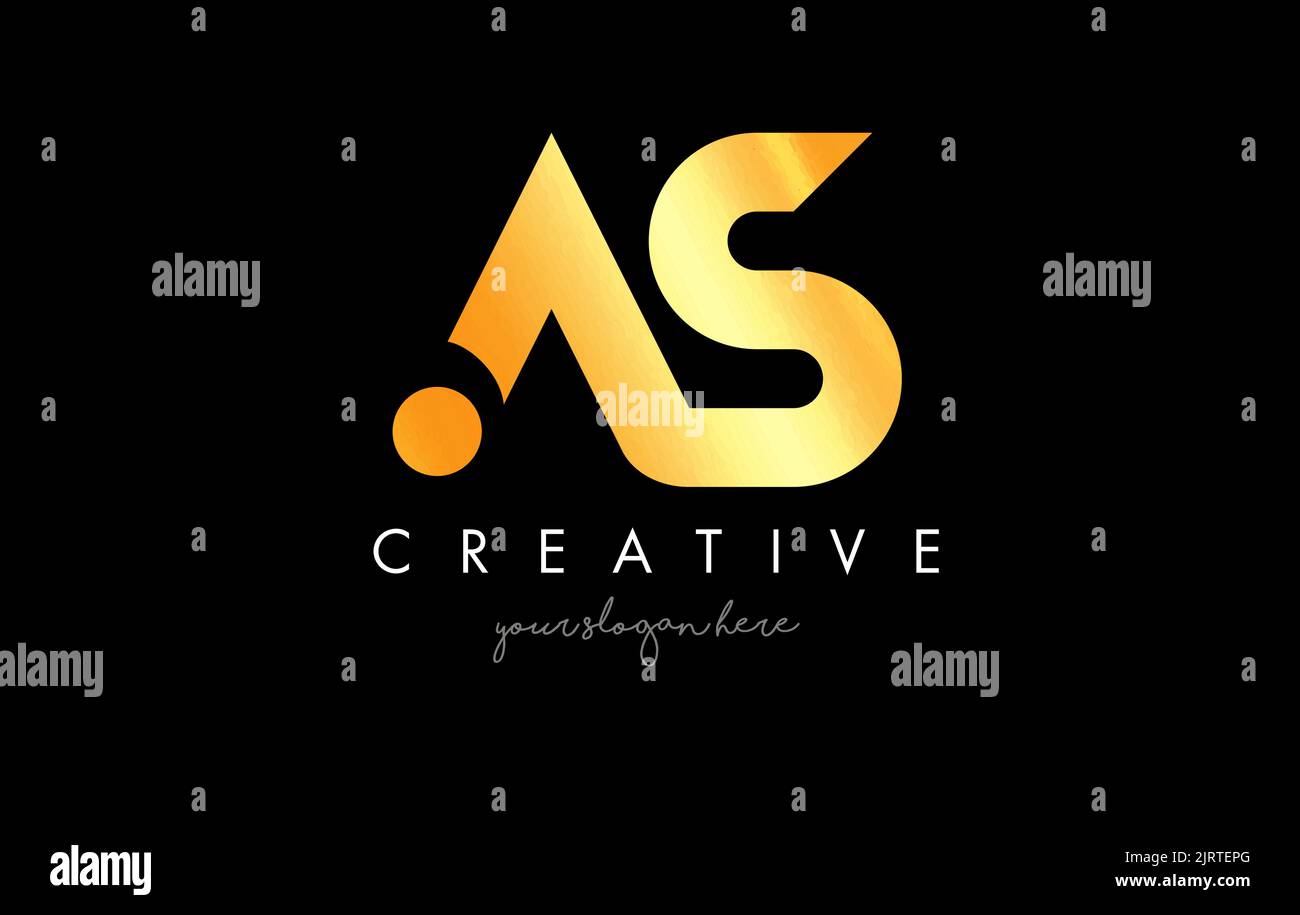 Golden Gold AS Letter Logo Design with Creative Modern Trendy ...