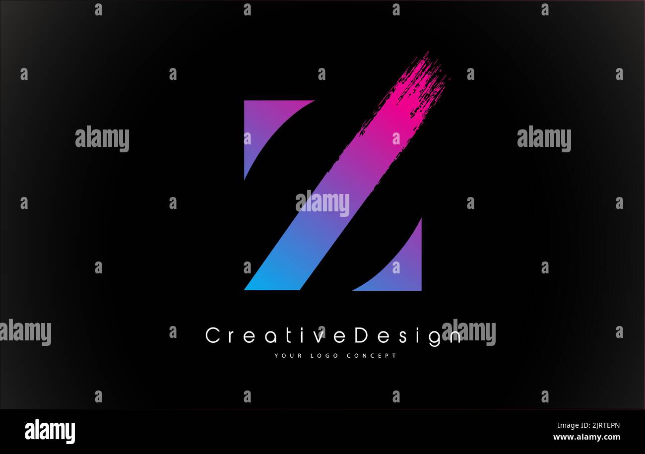 Z Letter Logo Design with Creative Pink Purple Brush Stroke Vector ...