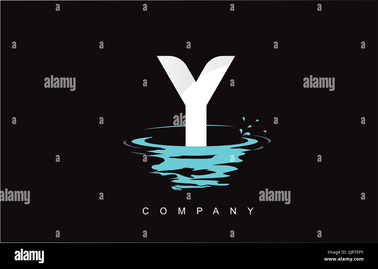 Y Letter Logo Design with Water Splash Ripples Drops Reflection Vector ...