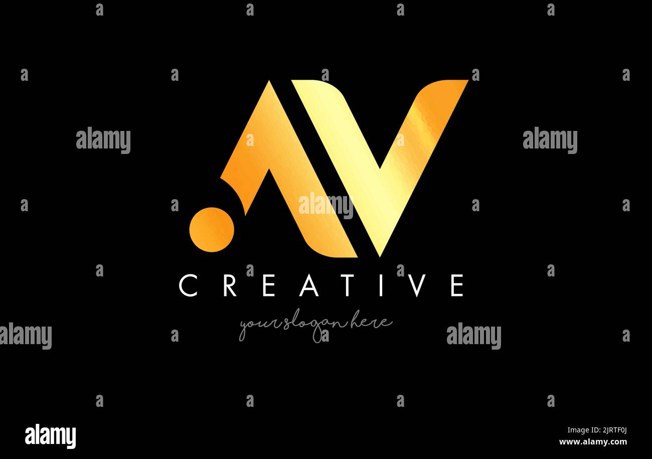 Golden Gold AV Letter Logo Design with Creative Modern Trendy ...