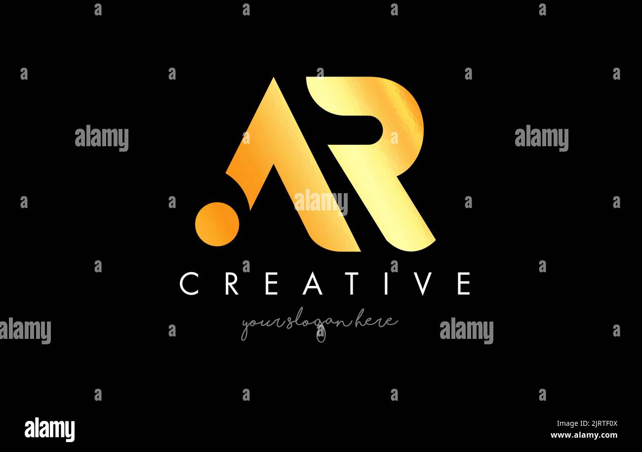 Golden Gold AR Letter Logo Design with Creative Modern Trendy Typography and Black Colors Stock ...