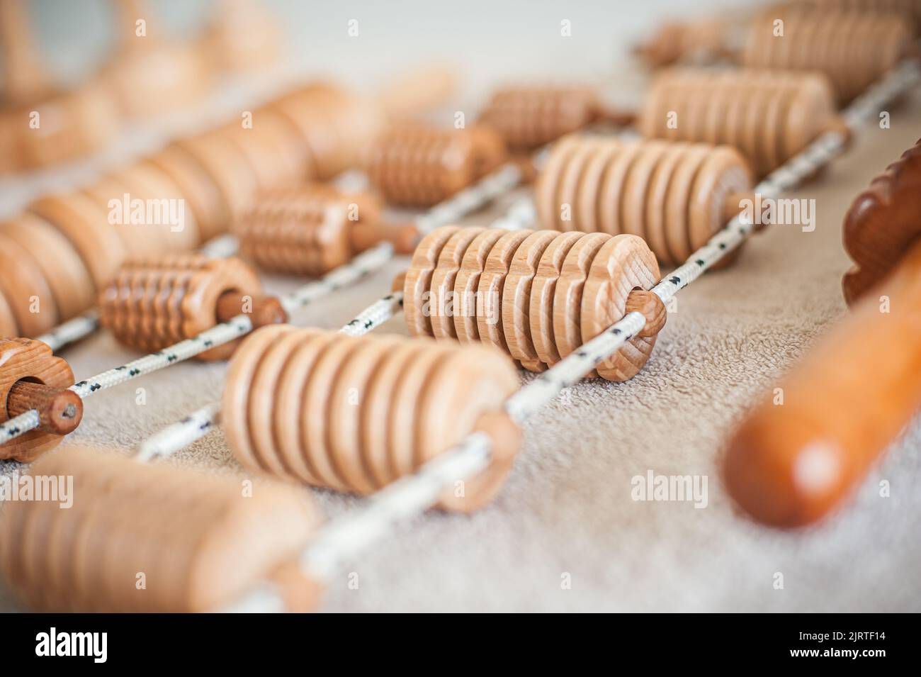 Wood massage, maderotherapy, wooden rolling pin or battledore tools for ...