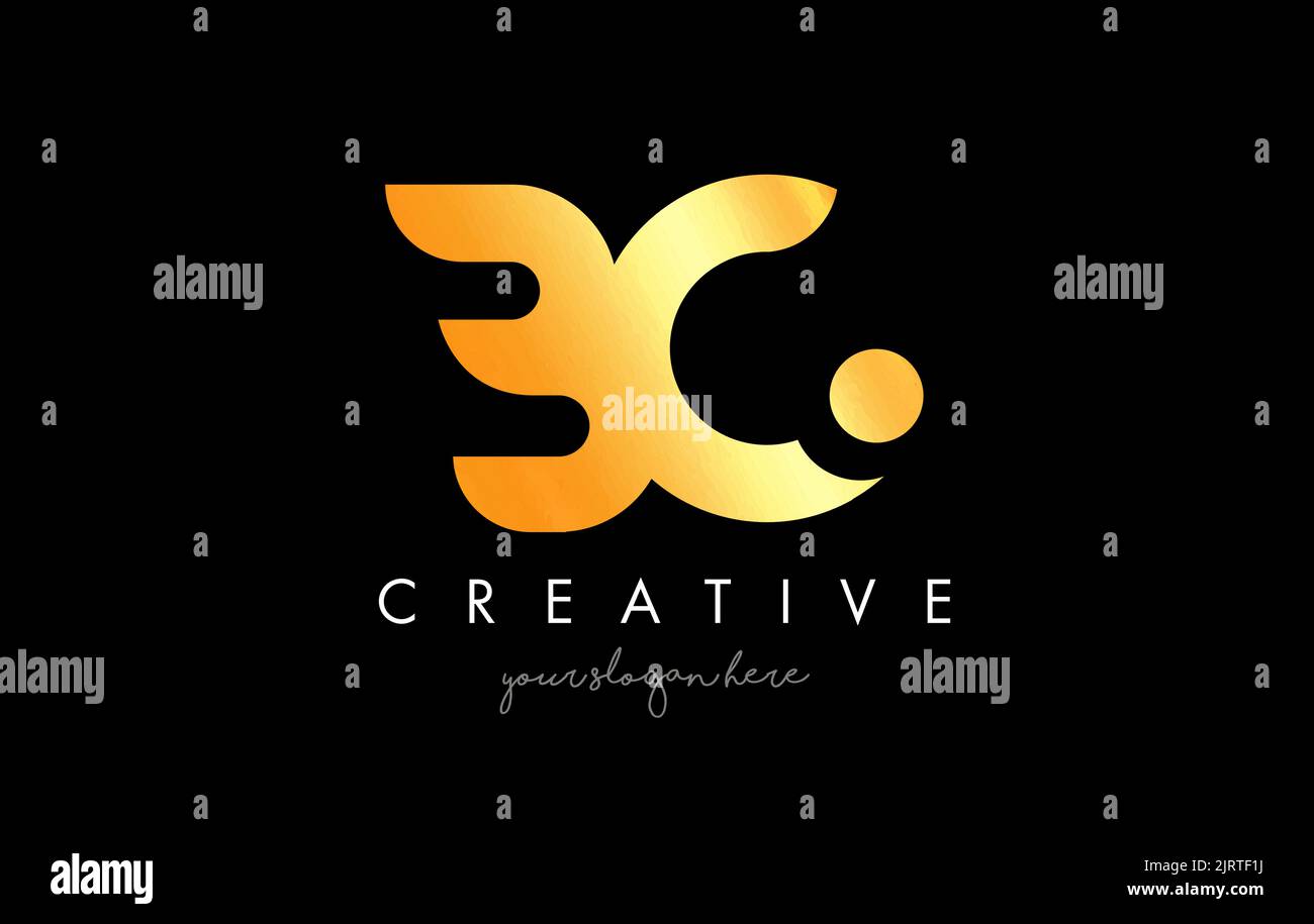 Golden Gold BC Letter Logo Design with Creative Modern Trendy ...