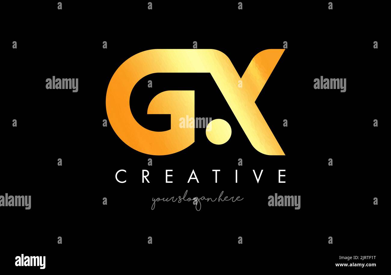 Golden Gold GX Letter Logo Design with Creative Modern Trendy Typography and Black Colors Stock ...