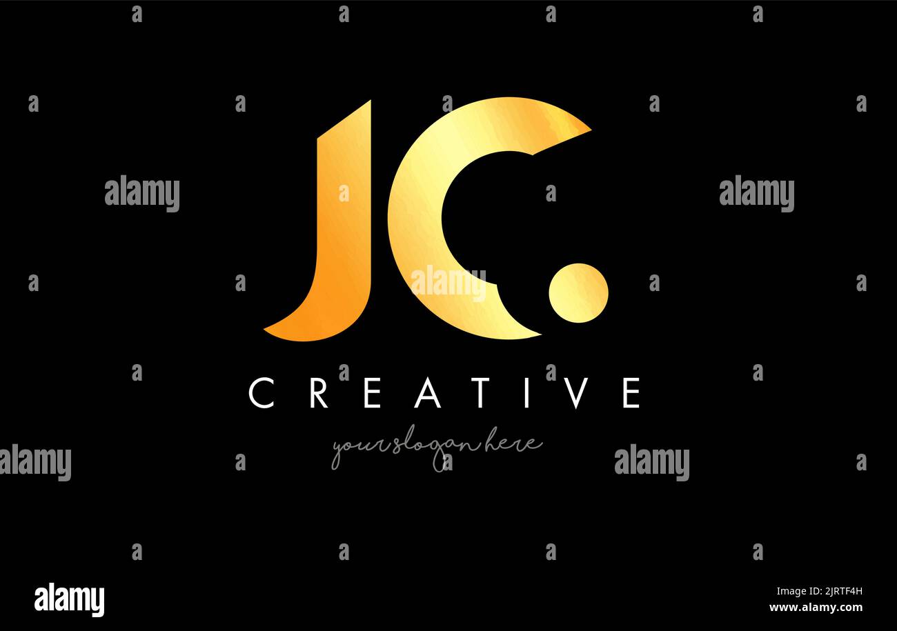 Golden Gold JC Letter Logo Design with Creative Modern Trendy ...