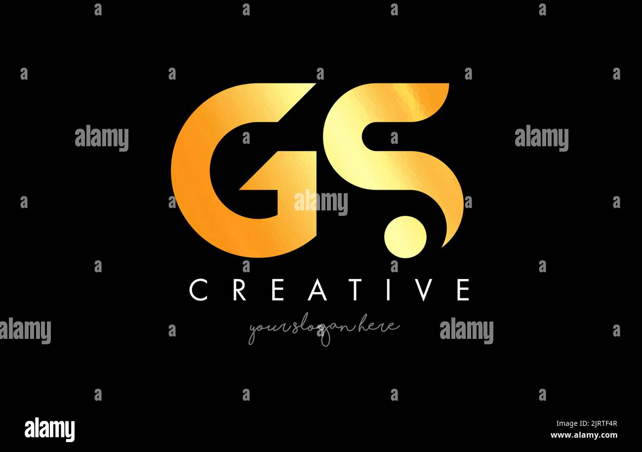 Golden Gold GS Letter Logo Design with Creative Modern Trendy ...