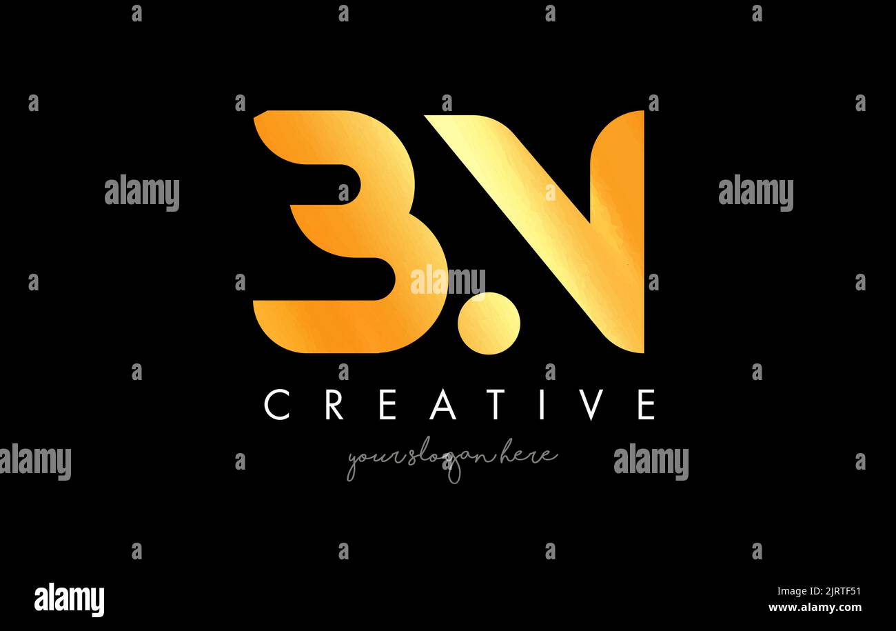 Golden Gold BN Letter Logo Design with Creative Modern Trendy ...