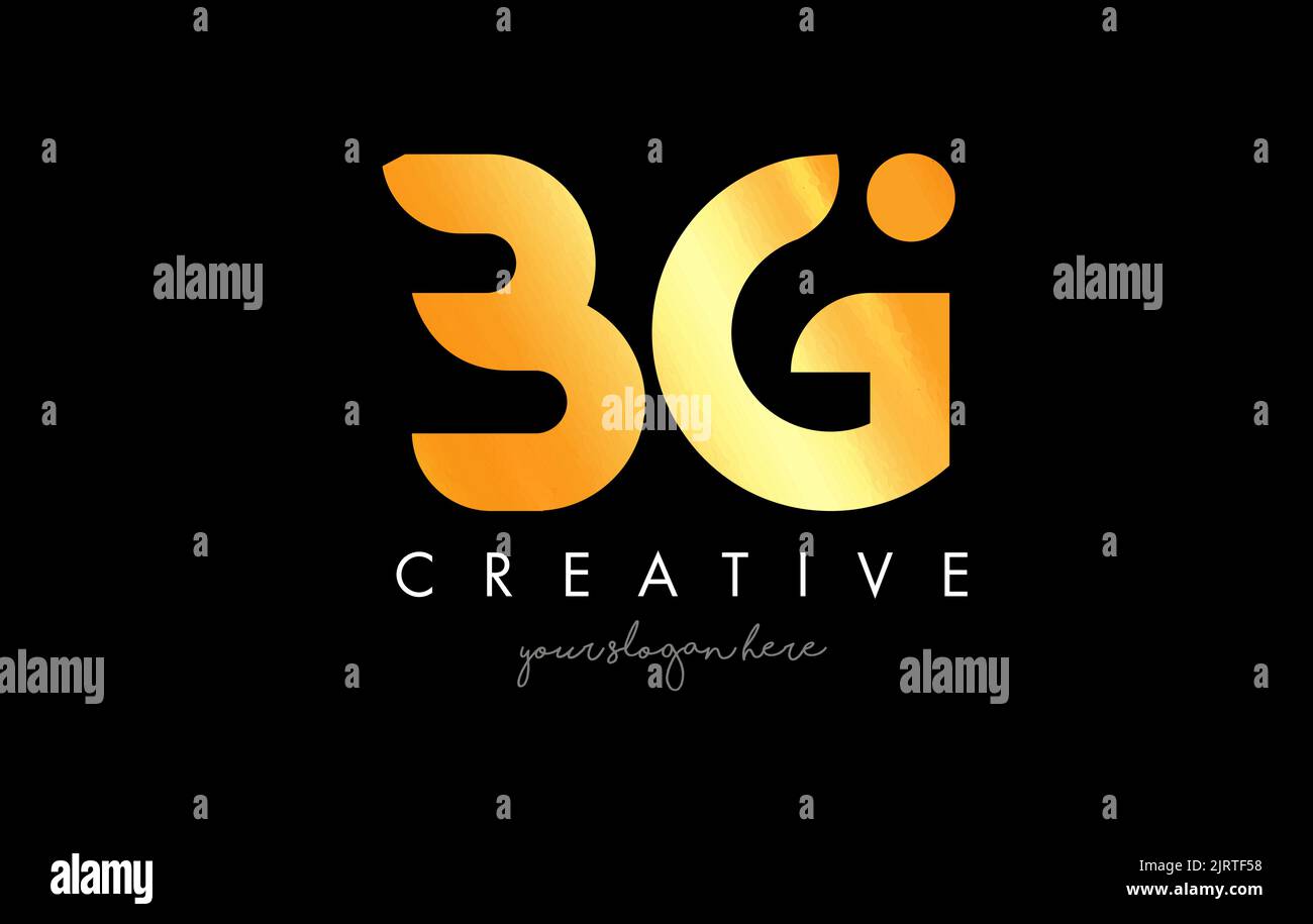 Golden Gold BG Letter Logo Design with Creative Modern Trendy ...