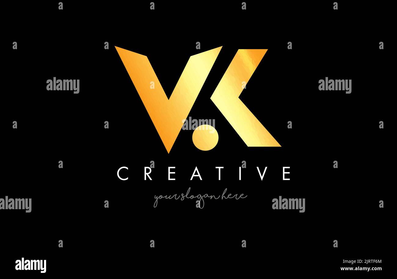 Golden Gold VK Letter Logo Design with Creative Modern Trendy ...