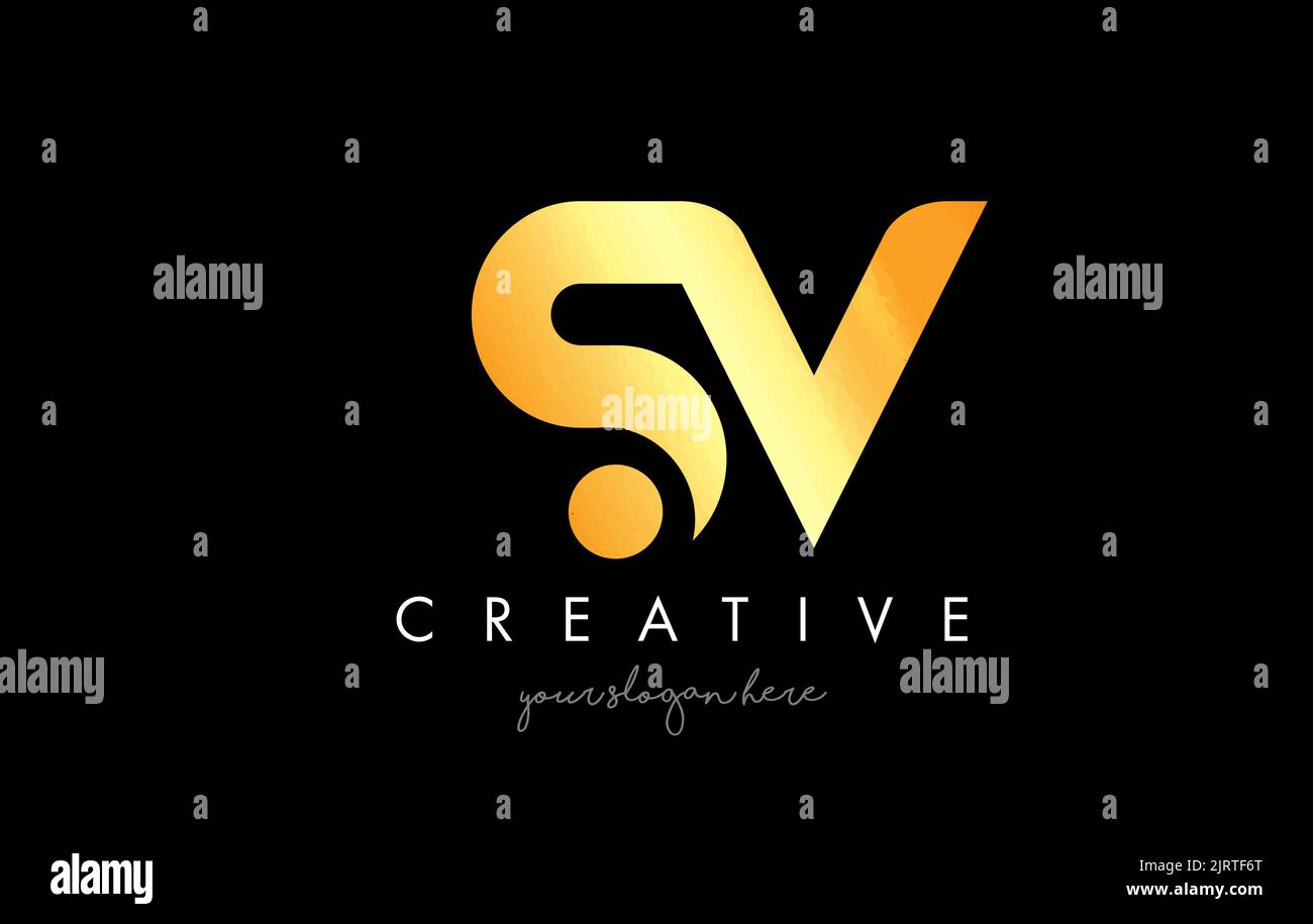 Golden Gold SV Letter Logo Design with Creative Modern Trendy ...