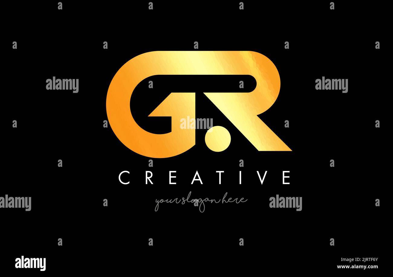 Golden Gold GR Letter Logo Design with Creative Modern Trendy ...