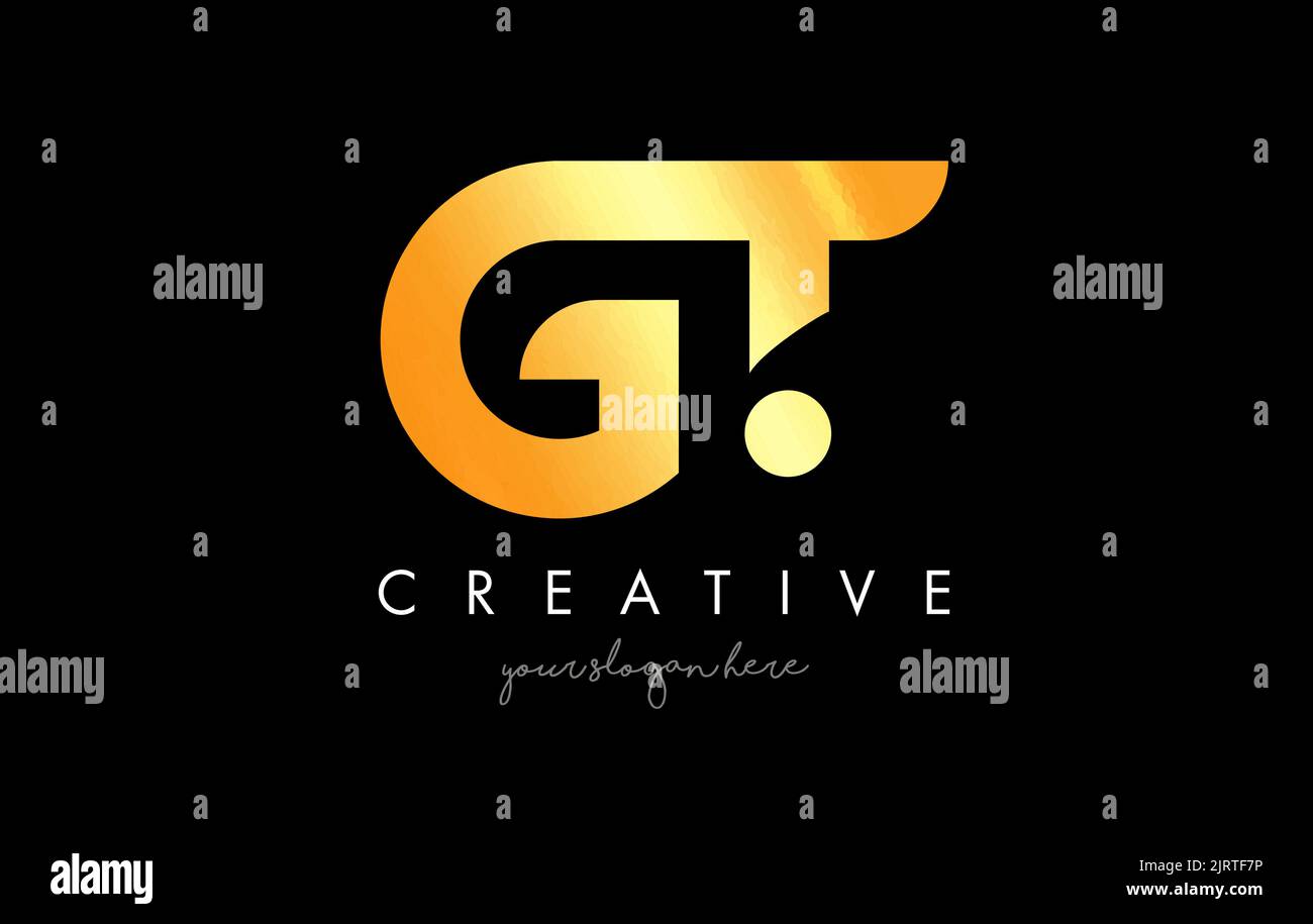Golden Gold GT Letter Logo Design with Creative Modern Trendy ...